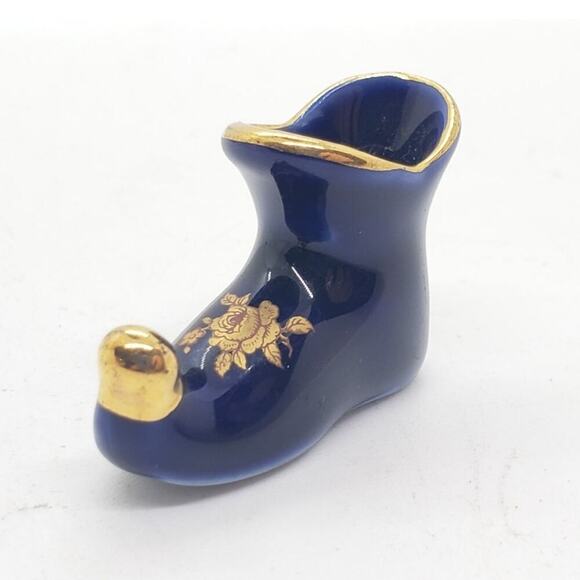 Limoges | Accents | Vintage Limoges Miniature Elf Shoe Dark Blue 24k ...